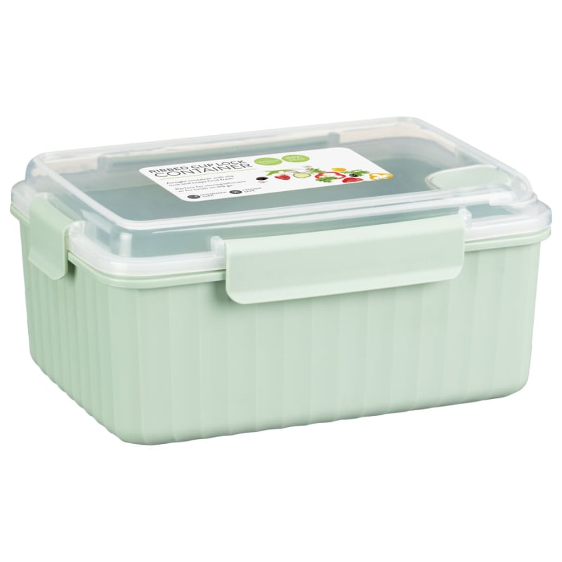 Ribbed Clip Lock Container - Sage | Kitchen Storage | B&M Stores