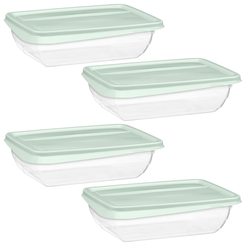 Large Food Tubs with Airtight Lids 4pk - Sage | Kitchen Storage | B&M