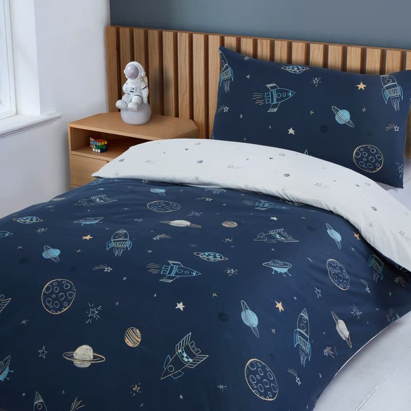 Simply Kids Glow in the Dark Duvet Set - Space | Bedding | B&M