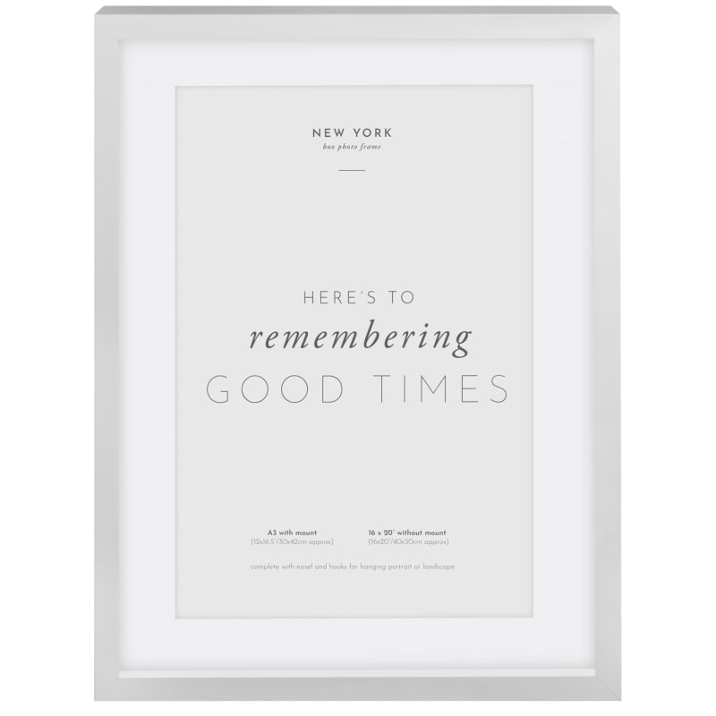 New York Box Mounted Frame A3 - Grey | Photo Frames | B&M