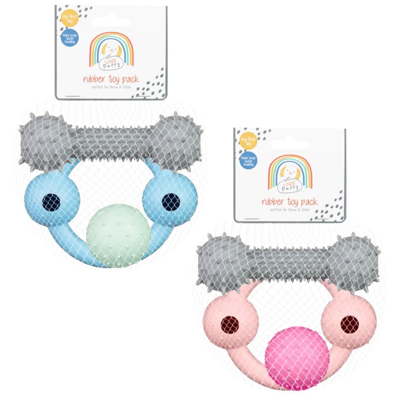 Puppy Rubber Toy 3pk - Pink | Dog Toys | B&M Stores