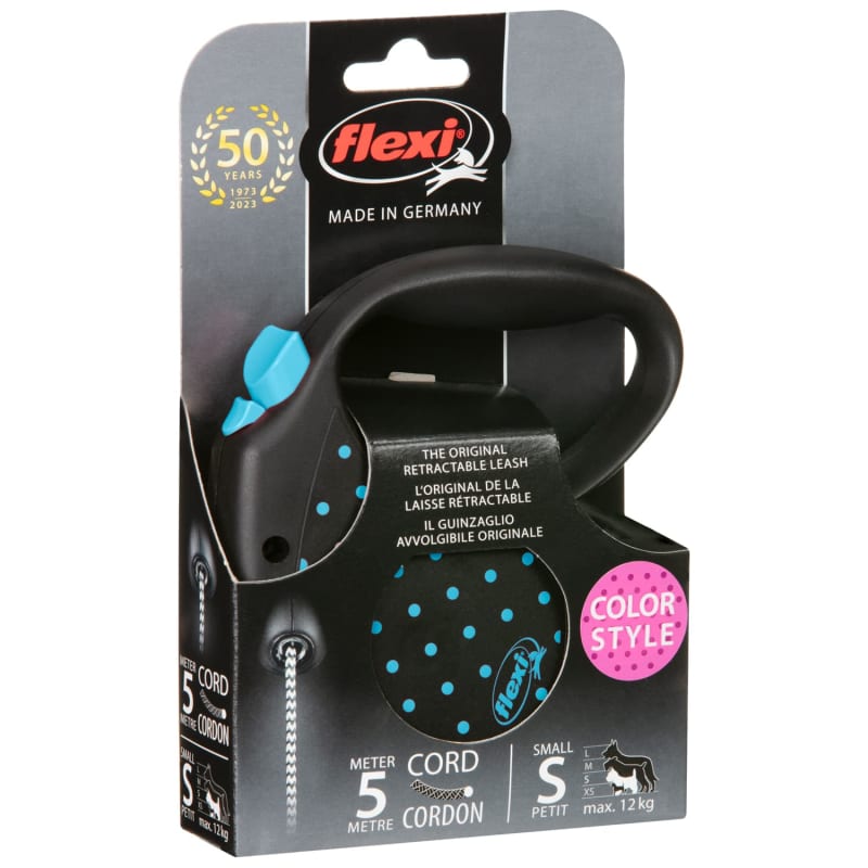 Flexi Lead Small Spot Pattern 5m - Blue | Dog Leads | B&M Stores