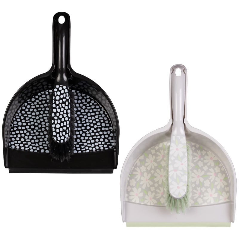 Printed Dustpan & Brush - Mono | Mops & Brushes - B&M Stores