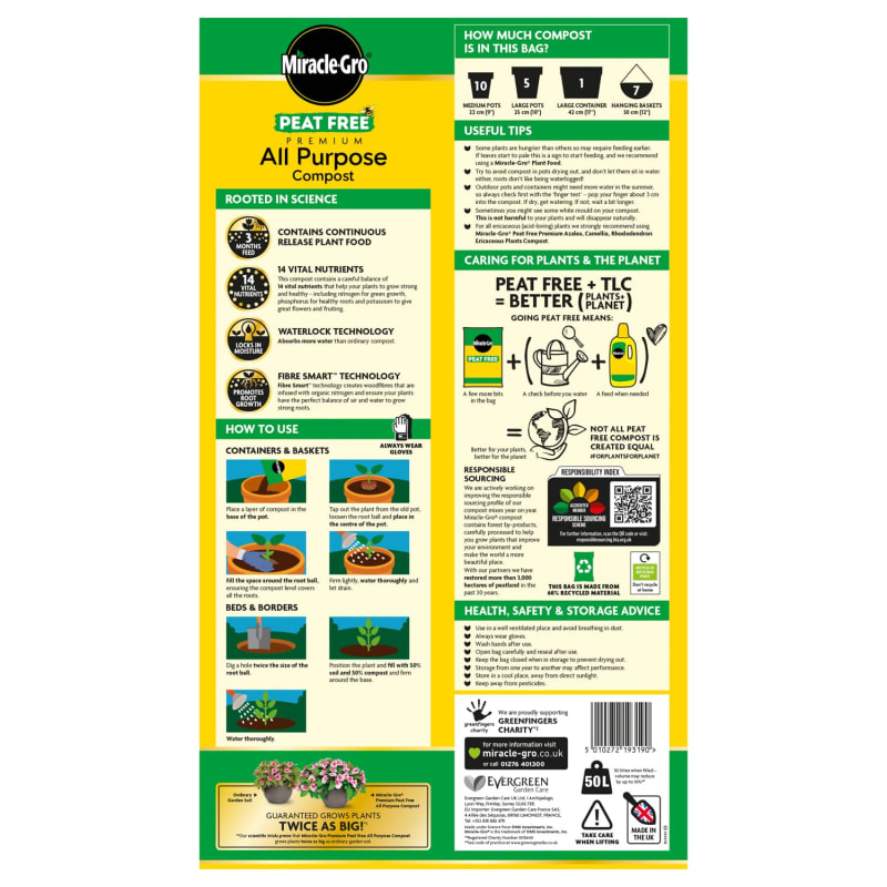 Miracle-Gro All Purpose Peat Free Compost | Garden Centre | B&M