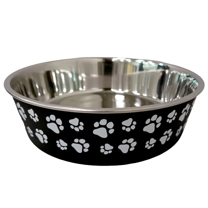 Non-Slip Stainless Steel Bowl - Black | Pet Bowls | B&M Stores