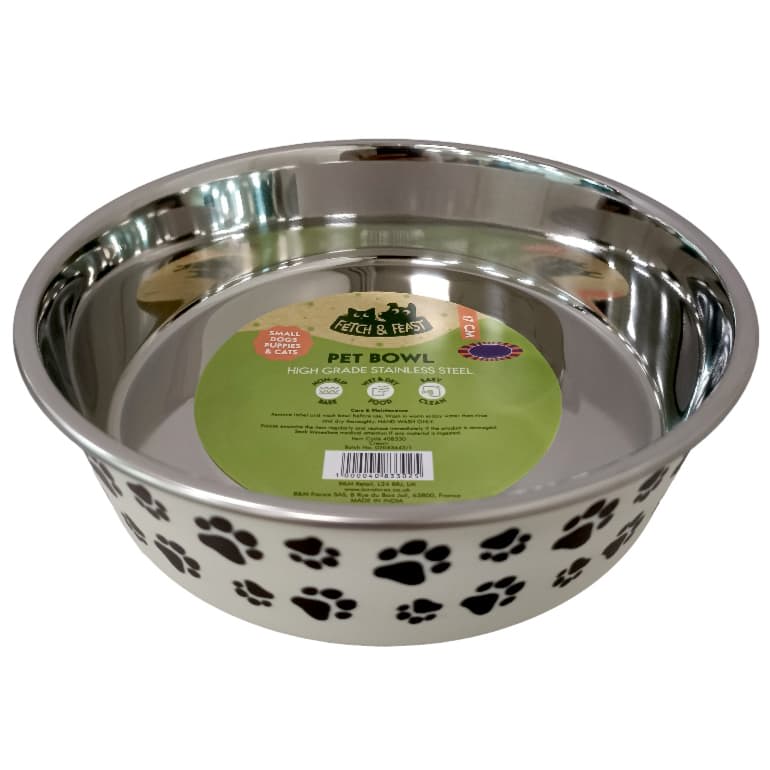 Non-Slip Stainless Steel Bowl - Cream | Pet Bowls | B&M Stores