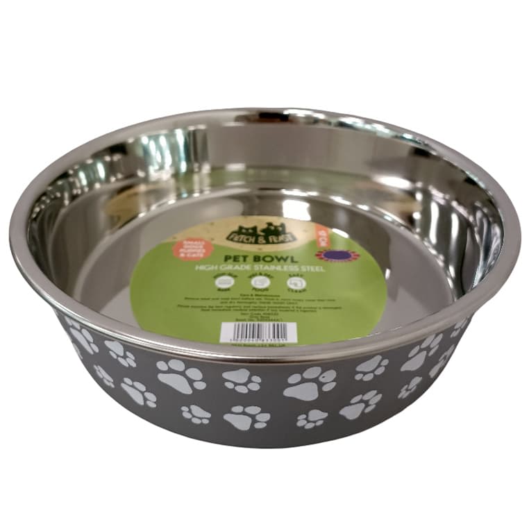 Non-Slip Stainless Steel Bowl - Grey | Pet Bowls | B&M Stores