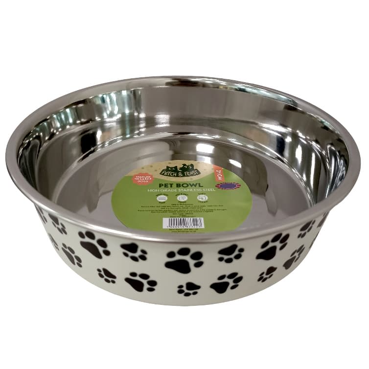Non-Slip Stainless Steel Bowl - Cream | Pet Bowls | B&M Stores
