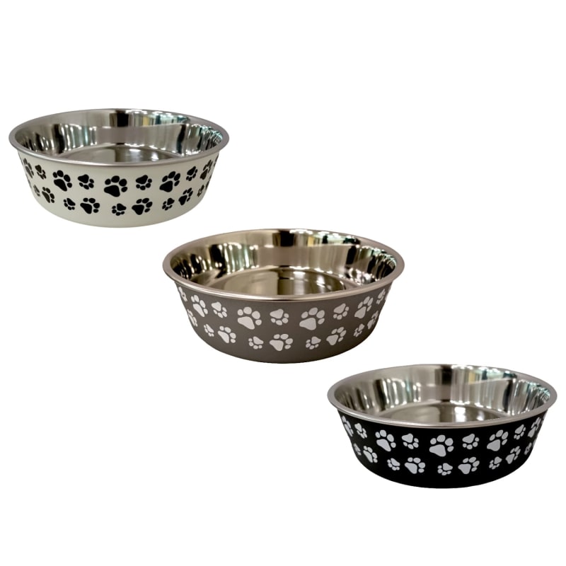 Non-Slip Stainless Steel Bowl - Black | Pet Bowls | B&M Stores