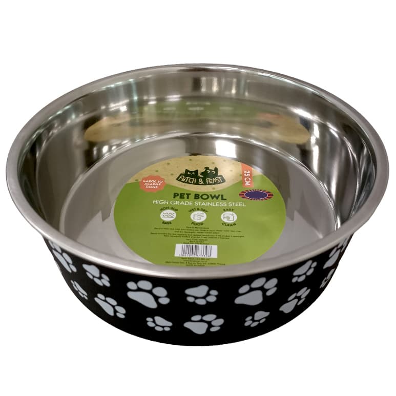 Non-Slip Stainless Steel Bowl - Black | Pet Bowls | B&M Stores