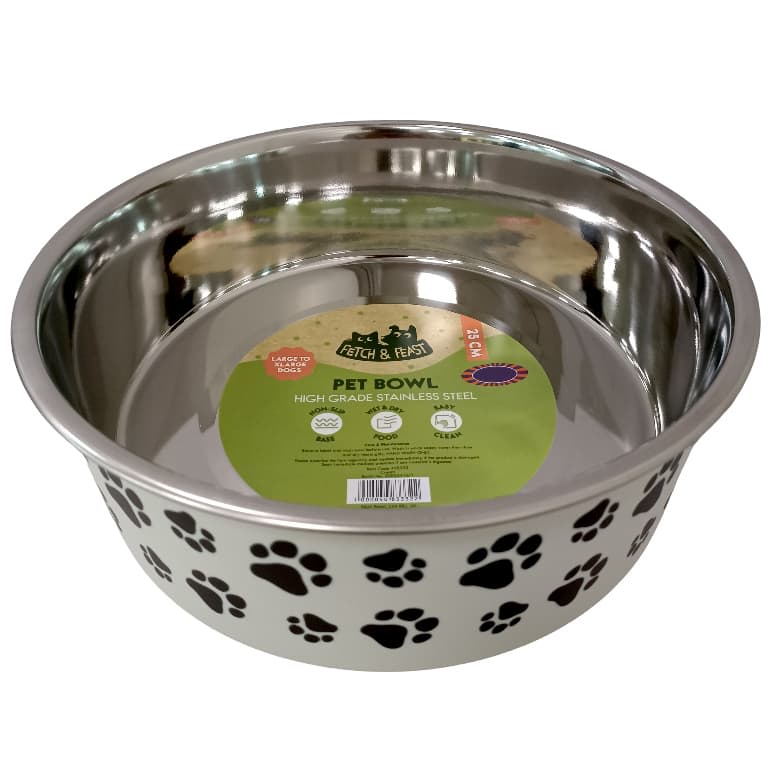 Non-Slip Stainless Steel Bowl - Cream | Pet Bowls | B&M Stores