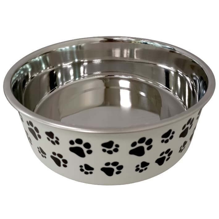 Non-Slip Stainless Steel Bowl - Cream | Pet Bowls | B&M Stores
