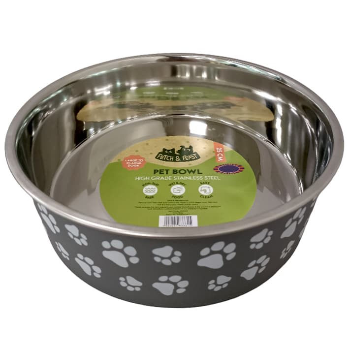 Non-Slip Stainless Steel Bowl - Grey | Pet Bowls | B&M Stores