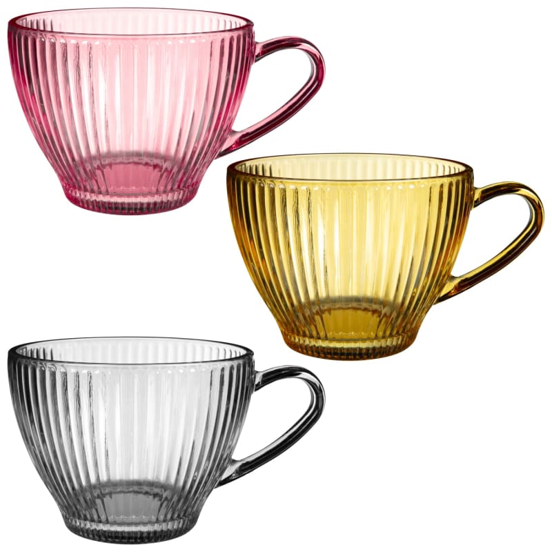 Ribbed Coloured Glass Mug - Pink | Mugs | B&M Stores