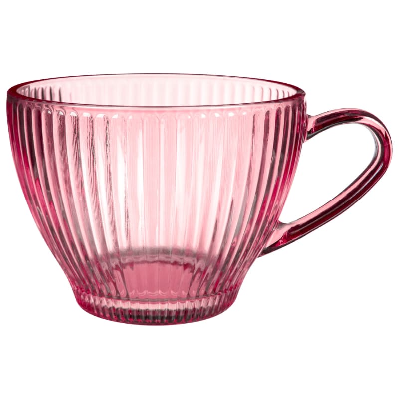 Ribbed Coloured Glass Mug Pink Mugs B M Stores