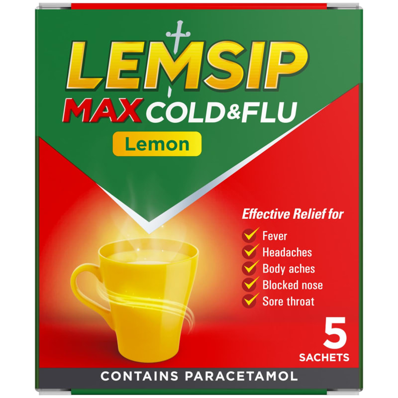 Lemsip Max Cold & Flu Sachets 5pk - Lemon | Cold & Flu | B&M