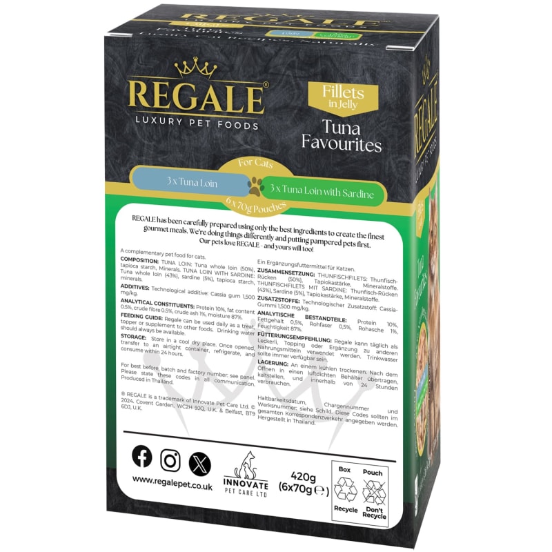Regale Fillets in Jelly 6pk - Tuna Favourites | Cat Food | B&M