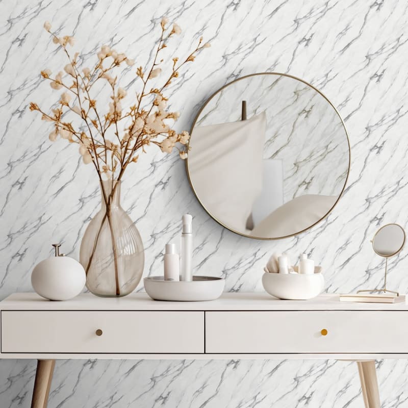 Ravenna White & Silver Wallpaper | Marble Wallpaper | B&M Stores