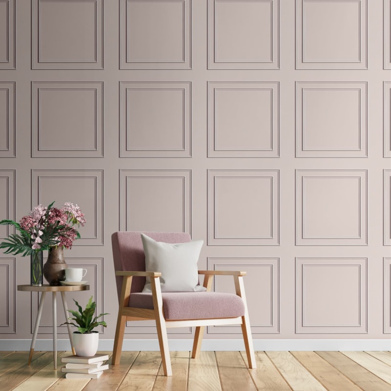 Panel Moulding Wallpaper - Blush | Wallpaper | B&M Stores