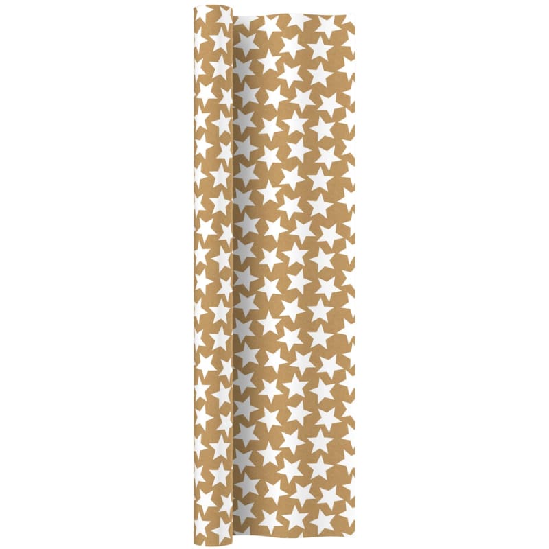 Kraft Patterned Wrapping Paper 5m - Stars | Gift Wrap - B&M