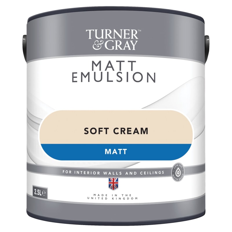 Turner & Gray Matt Paint 2.5L - Soft Cream | Emulsion Paint | B&M