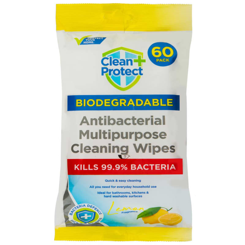 Clean Protect Biodegradable Antibacterial Multipurpose Cleaning Wipes ...