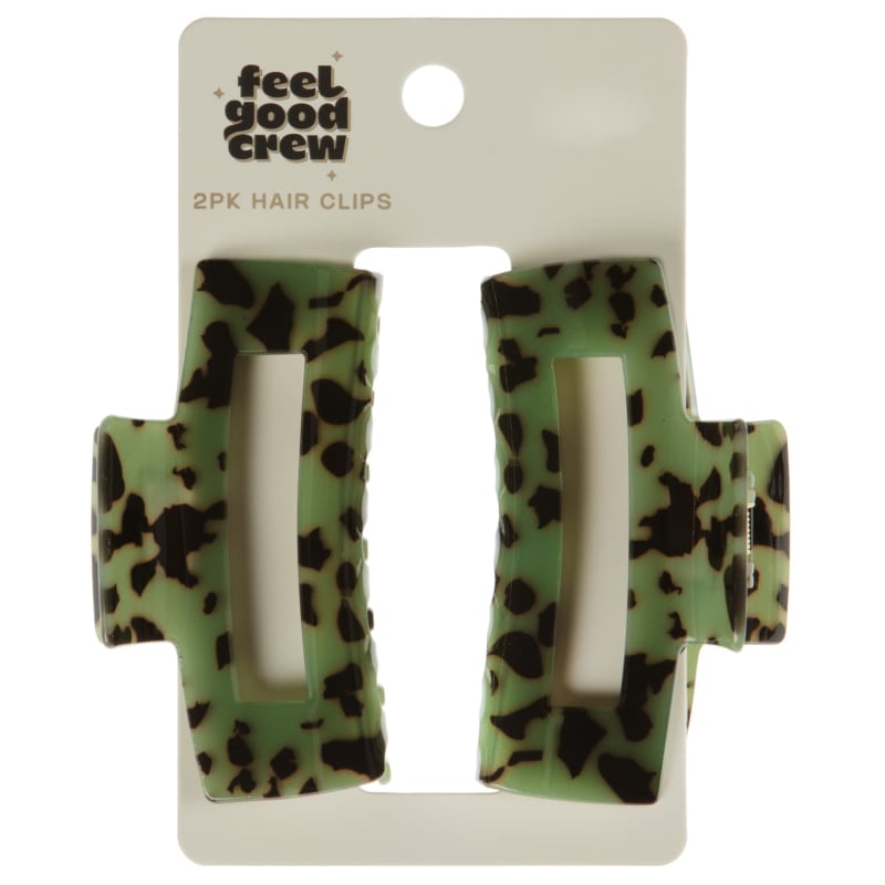 Feel Good Crew Hair Claw Clip 2pk - Green & Black | Hair Clips | B&M