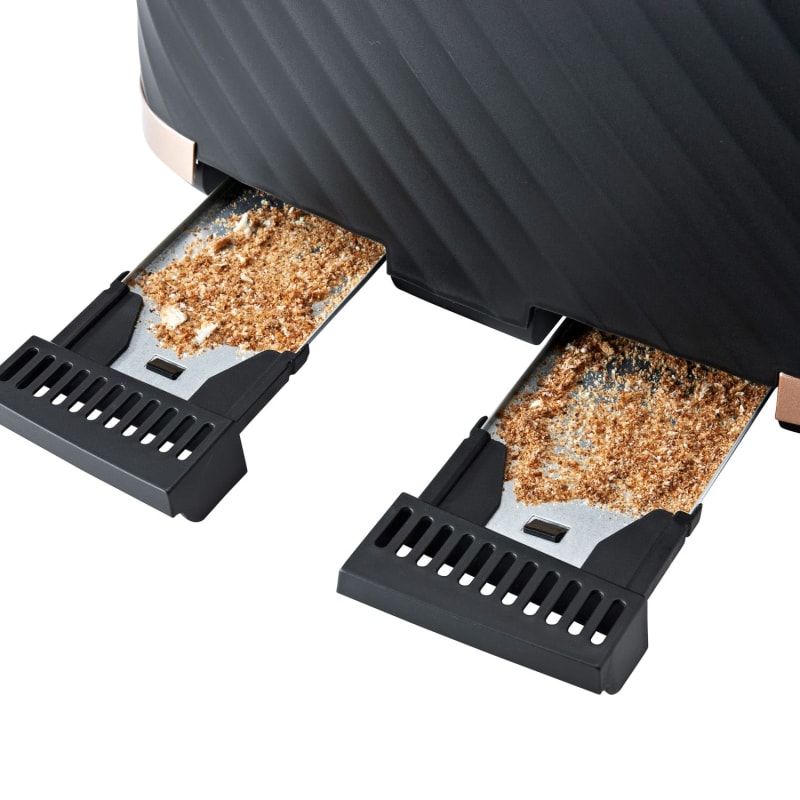 Goodmans Wave Black & Rose Gold 4 Slice Toaster | B&M