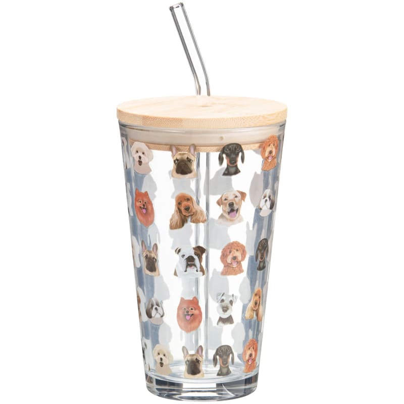 A Tale of Tails Dog Glass Sipper Cup with Straw | Seasonal Gifts | B&M