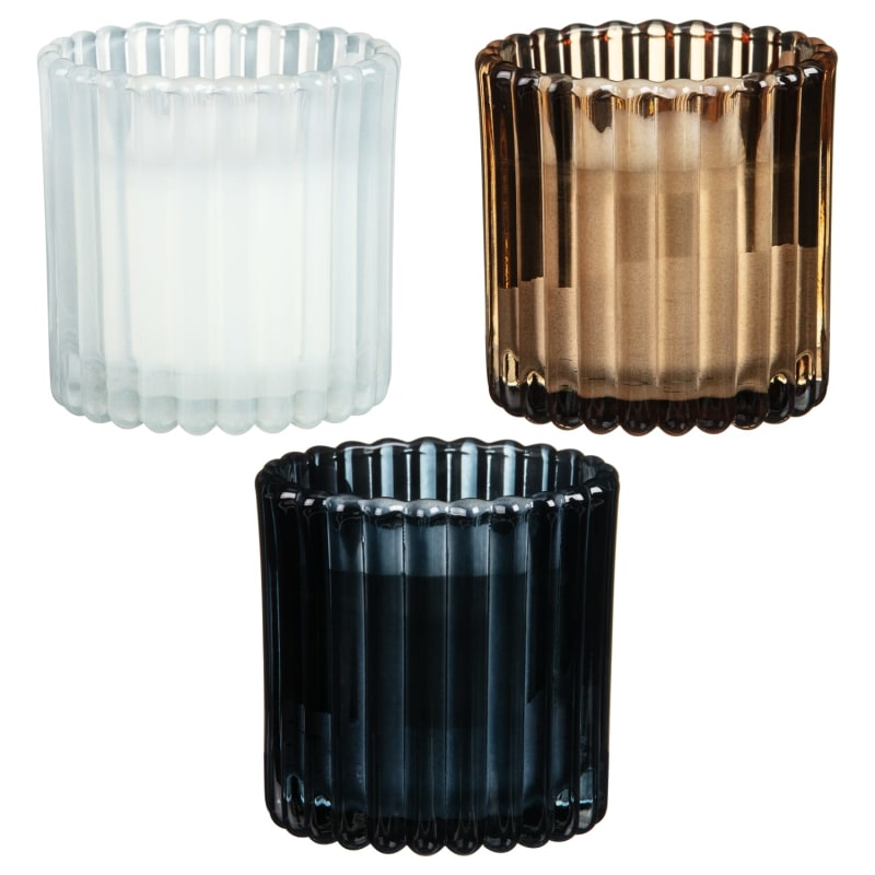 Ribbed Glass Candle - White | Candles & Diffusers | B&M