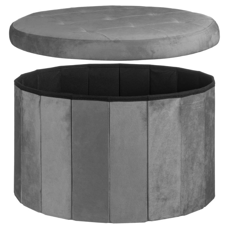 Large Round Ottoman - Grey | Storage Furniture | B&M
