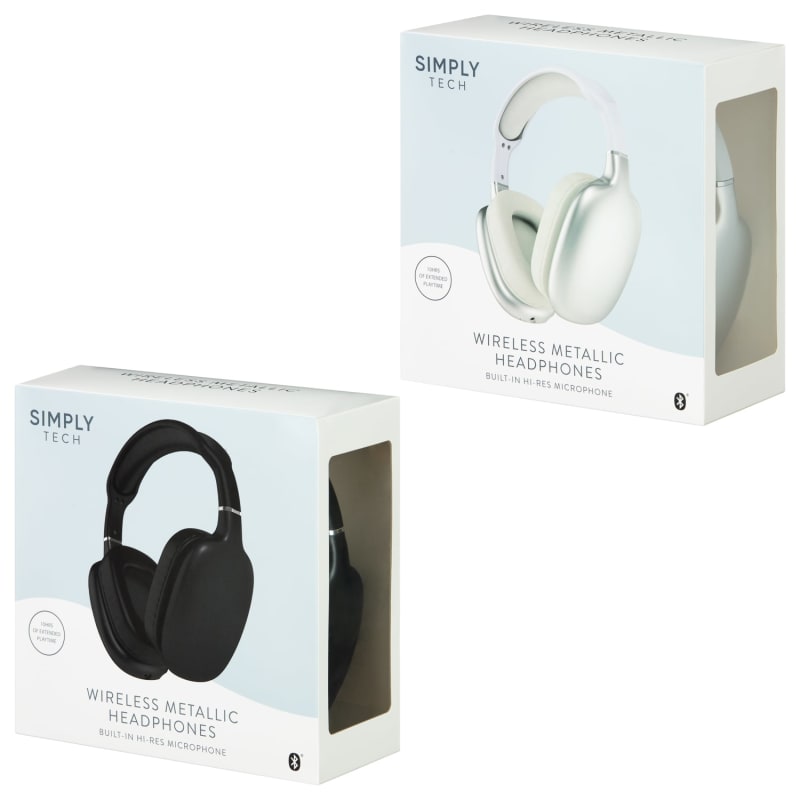 Simply Tech Wireless Metallic Headphones - Black | Headphones | B&M