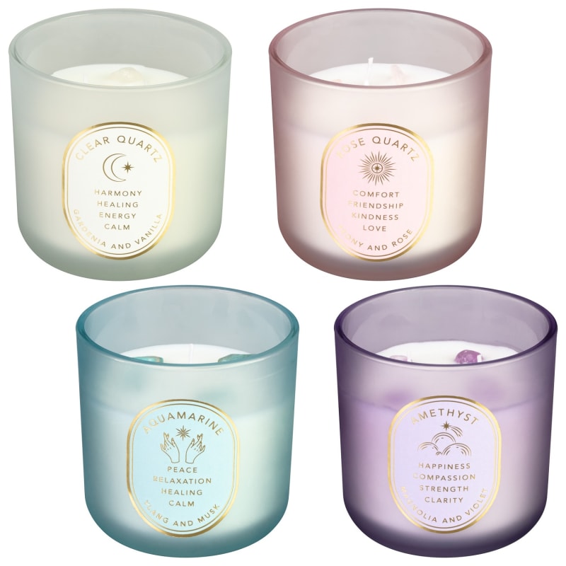 Oval Bottom Crystal Candle - Amethyst | Candles | B&M