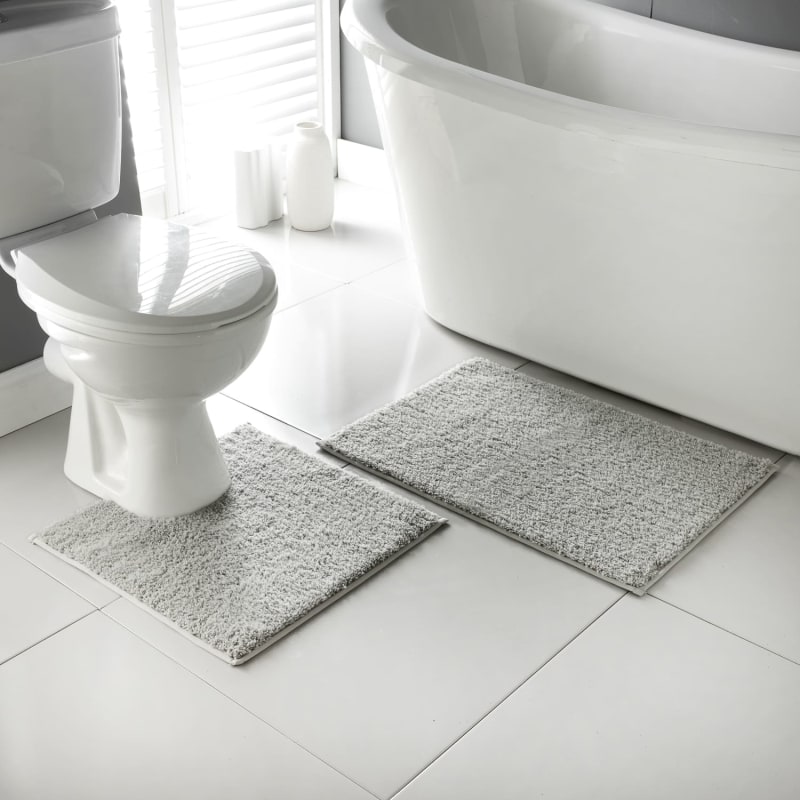 Simply Everyday Bath & Pedestal Mat Set - Grey | Bathroom | B&M