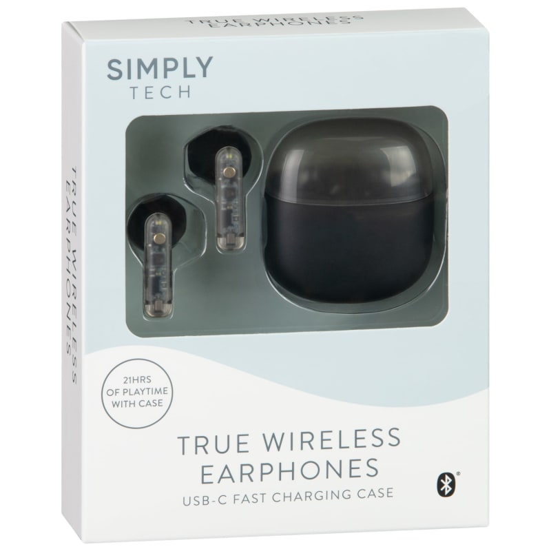 Simply Tech True Wireless Earphones - Black | Headphones | B&M