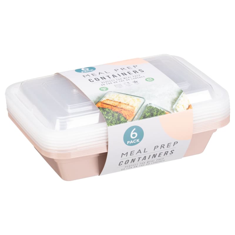 Meal Prep Containers 6pk - Pink | Kitchen Storage - B&M Stores