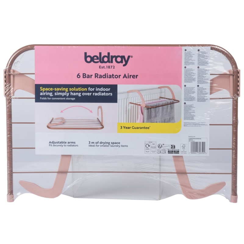 Beldray Rose Gold 6 Bar Radiator Airer | Laundry Airers | B&M