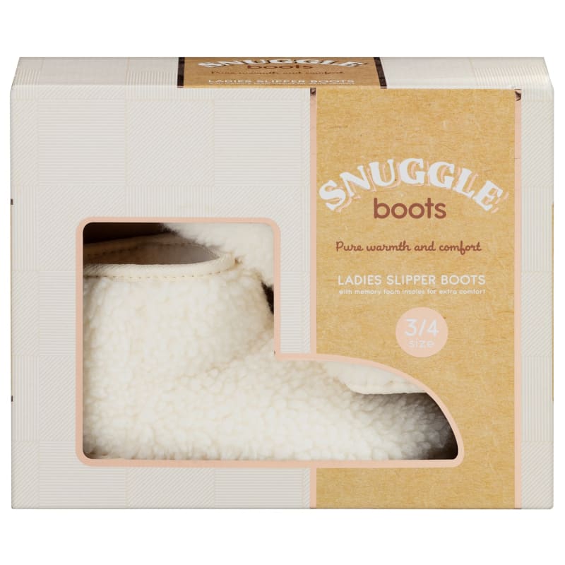 Ladies Snuggle Boots - Cream | Ladies Slippers | B&M