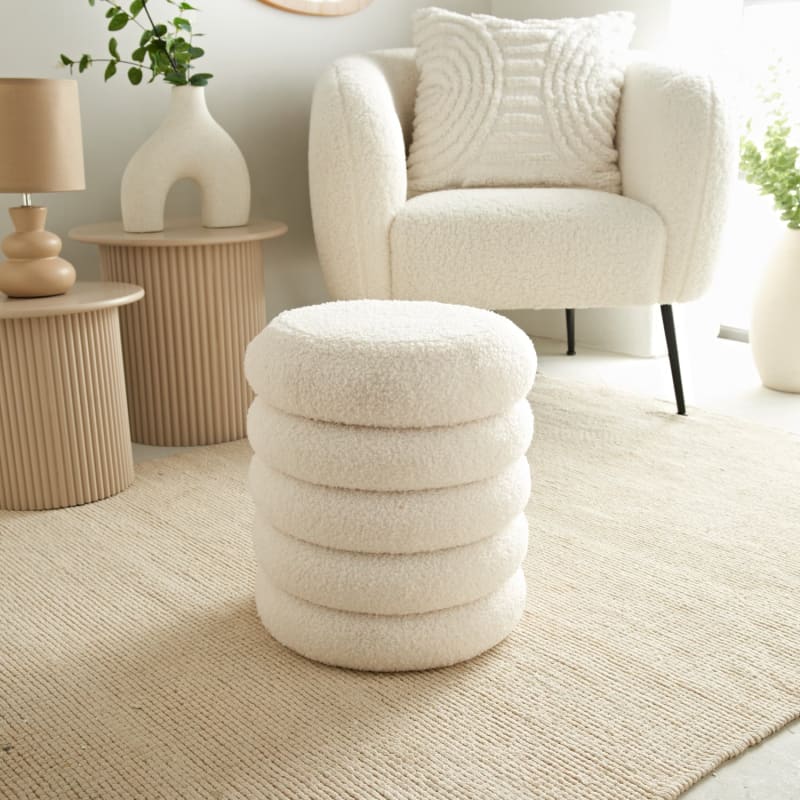 Lowen Teddy Storage Footstool - White | Footstools | B&M