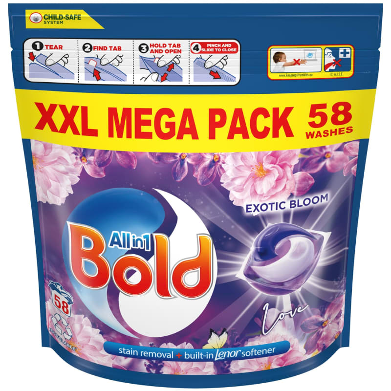 Bold All-In-1 Pods 58W - Exotic Bloom | Detergents | B&M
