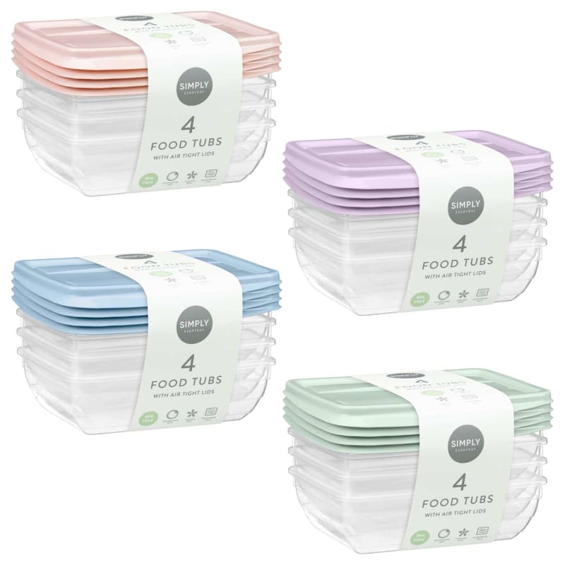 Large Food Tubs with Airtight Lids 4pk - Sage | Kitchen Storage | B&M