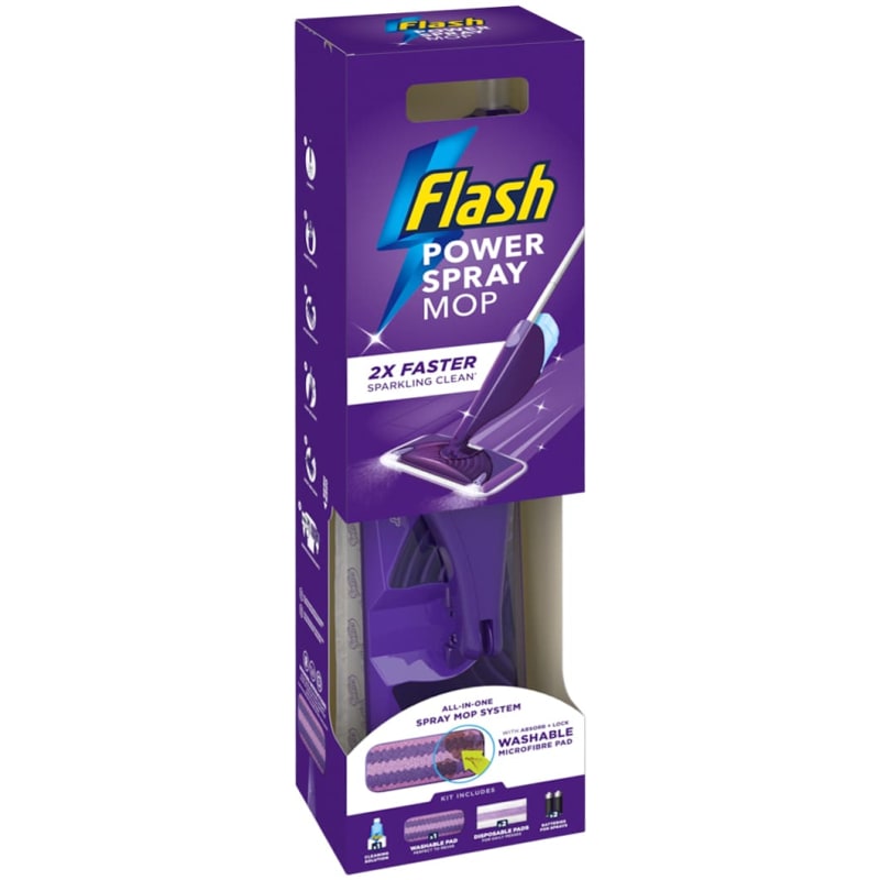 Flash Power Spray Mop with Washable Pad | Cheap Mops | B&M