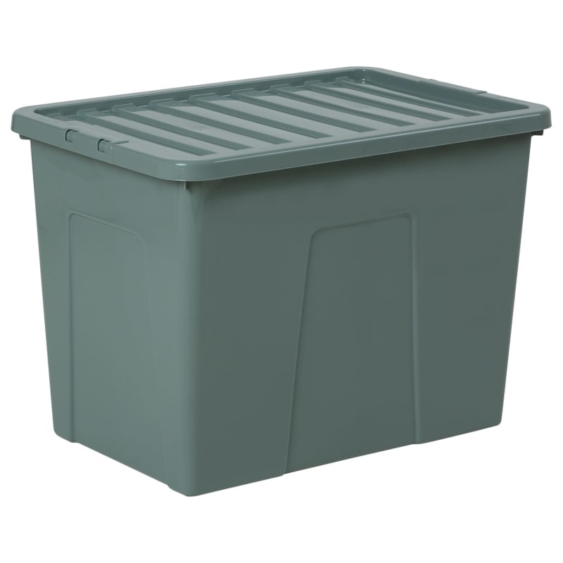 Storage Box with Lid 80L - Moss Green | Storage Boxes | B&M