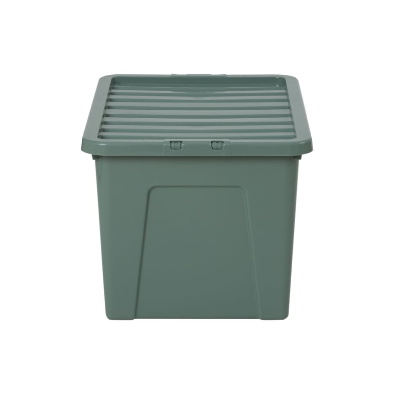 Storage Box with Lid 60L - Moss Green | B&M