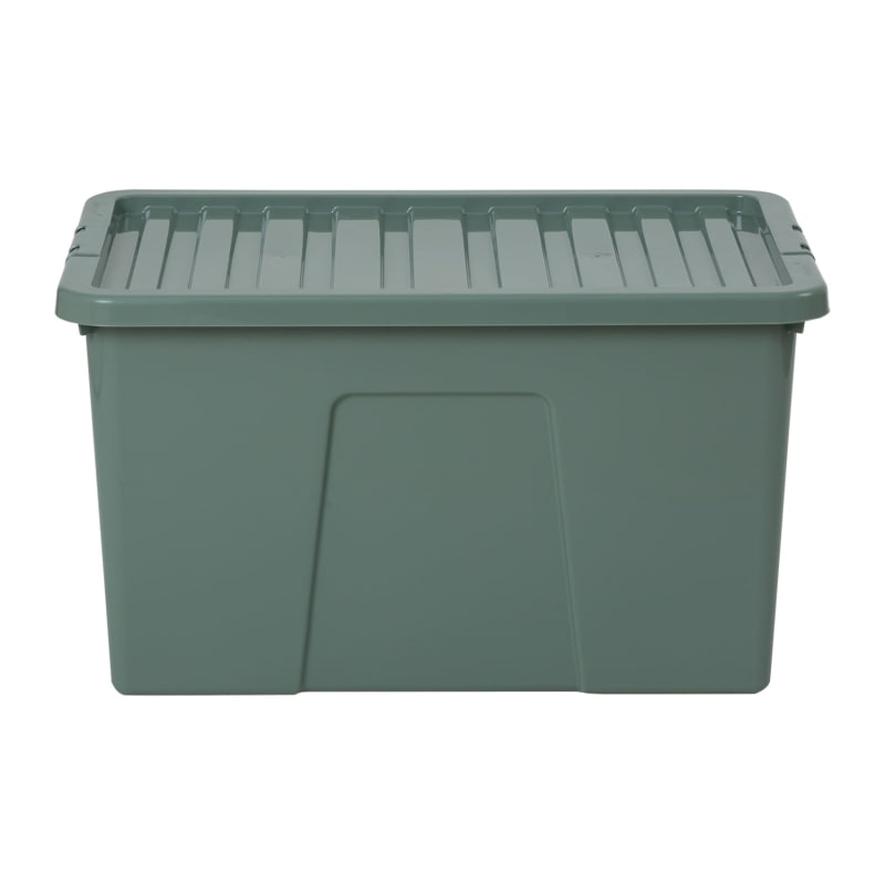 Storage Box with Lid 60L - Moss Green | B&M