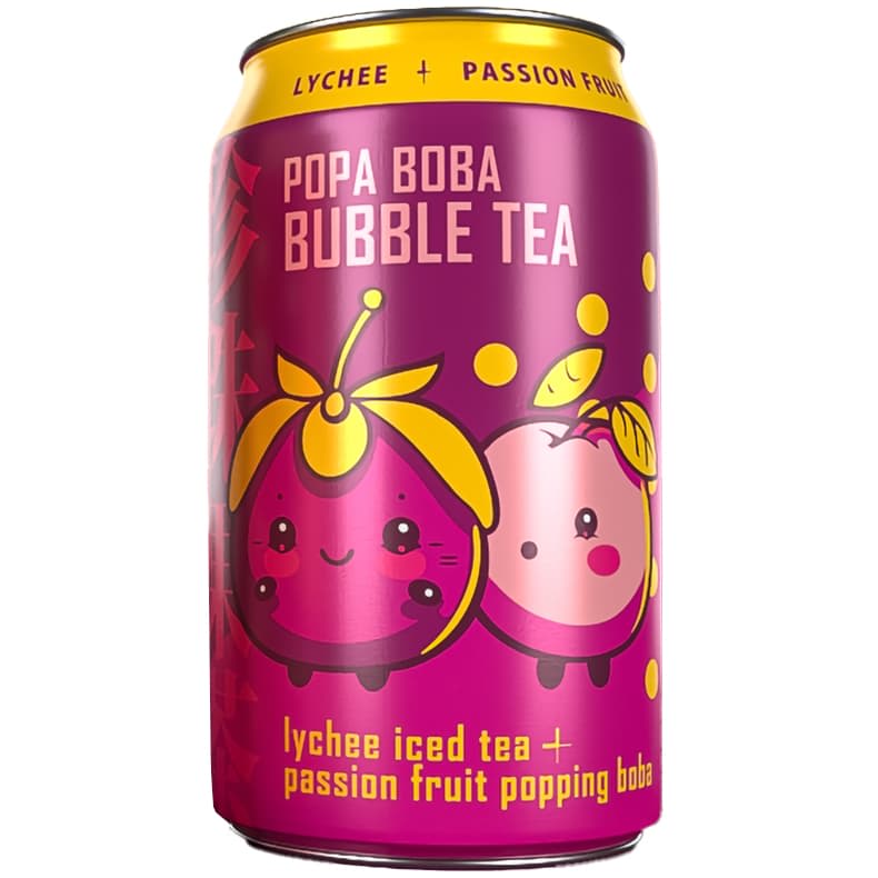 Popa Boba Bubble Tea - Lychee Iced Tea & Passionfruit Popping Boba - B&M