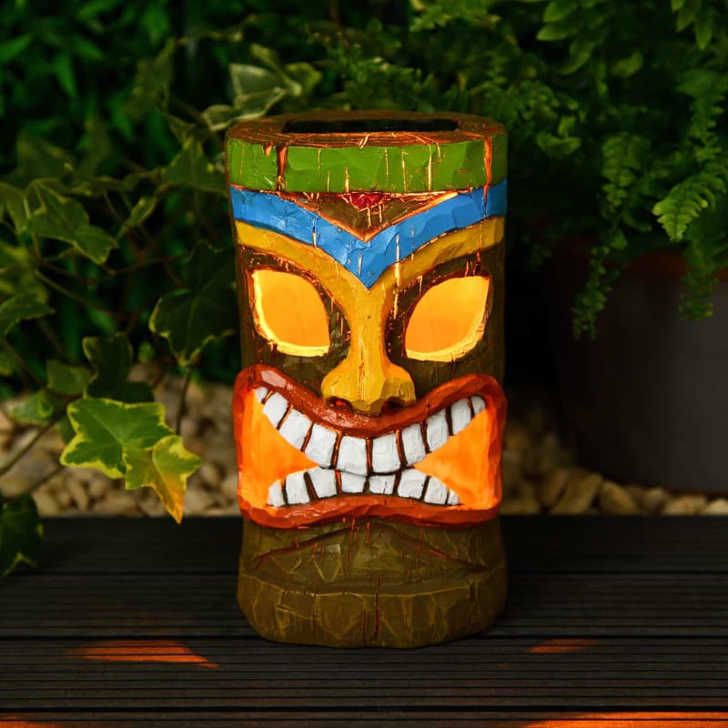 Tiki Head with Solar Light - Yellow Nose | Garden Lighting | B&M
