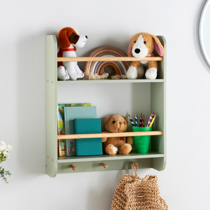 Kids Home 2 Tier Wall Shelf - Sage | Kids Furniture | B&M
