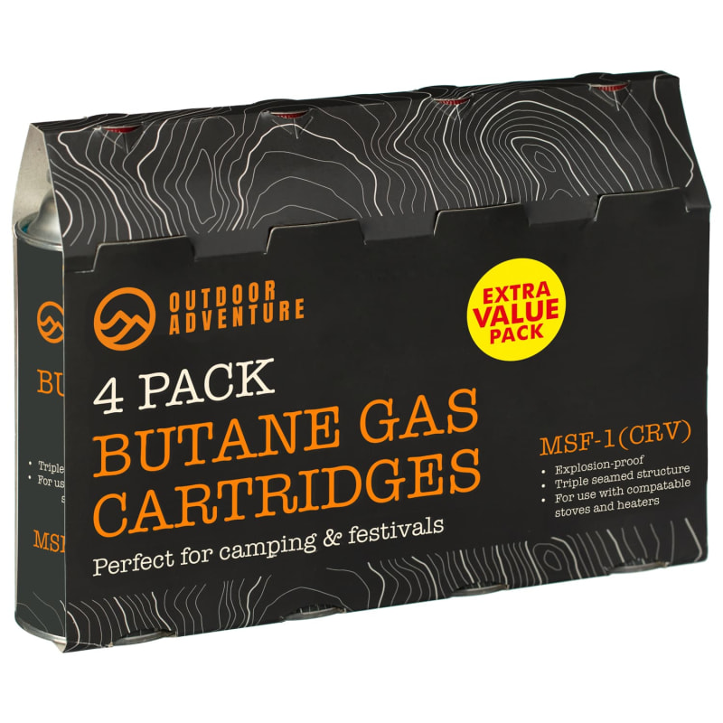 Outdoor Adventure Butane Gas Cartridges 4pk | Camping - B&M