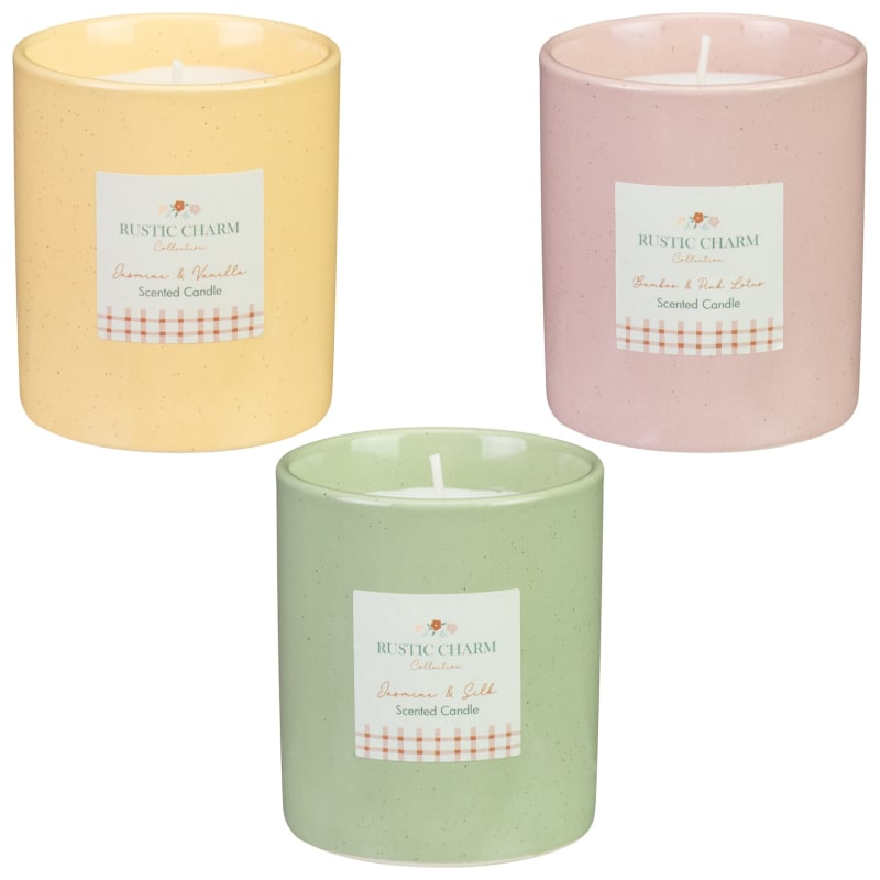 Rustic Charm Ceramic Scented Candle - Vanilla | Candles - B&M